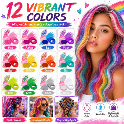 12-Color Temporary Hair Chalk for Kids – MB-Finds